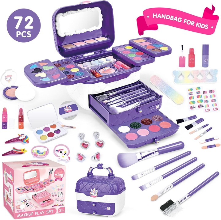 Set de machiaj pentru copii SRIYGOI, 72 in 1, jucărie cu tematică ...