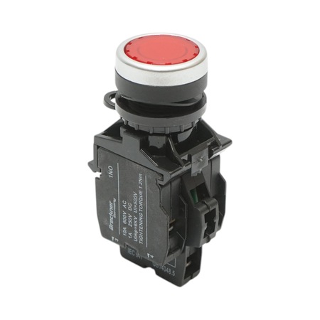 Buton comanda iluminat LED 24V AC/DC rosu cu revenire 1NO+1NC, 10A/600V ...