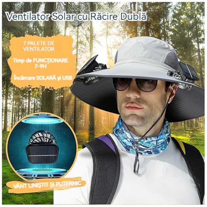 Palarie de soare, YSBER®, Sapca de soare cu doua ventilatoare ...
