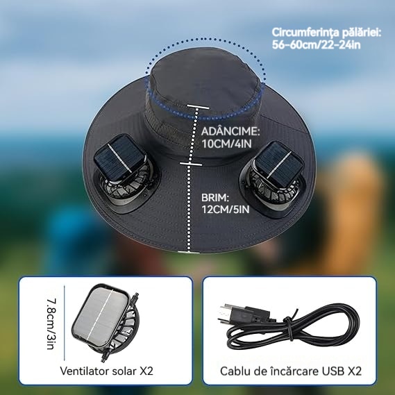 Palarie de soare, YSBER®, Sapca de soare cu doua ventilatoare ...