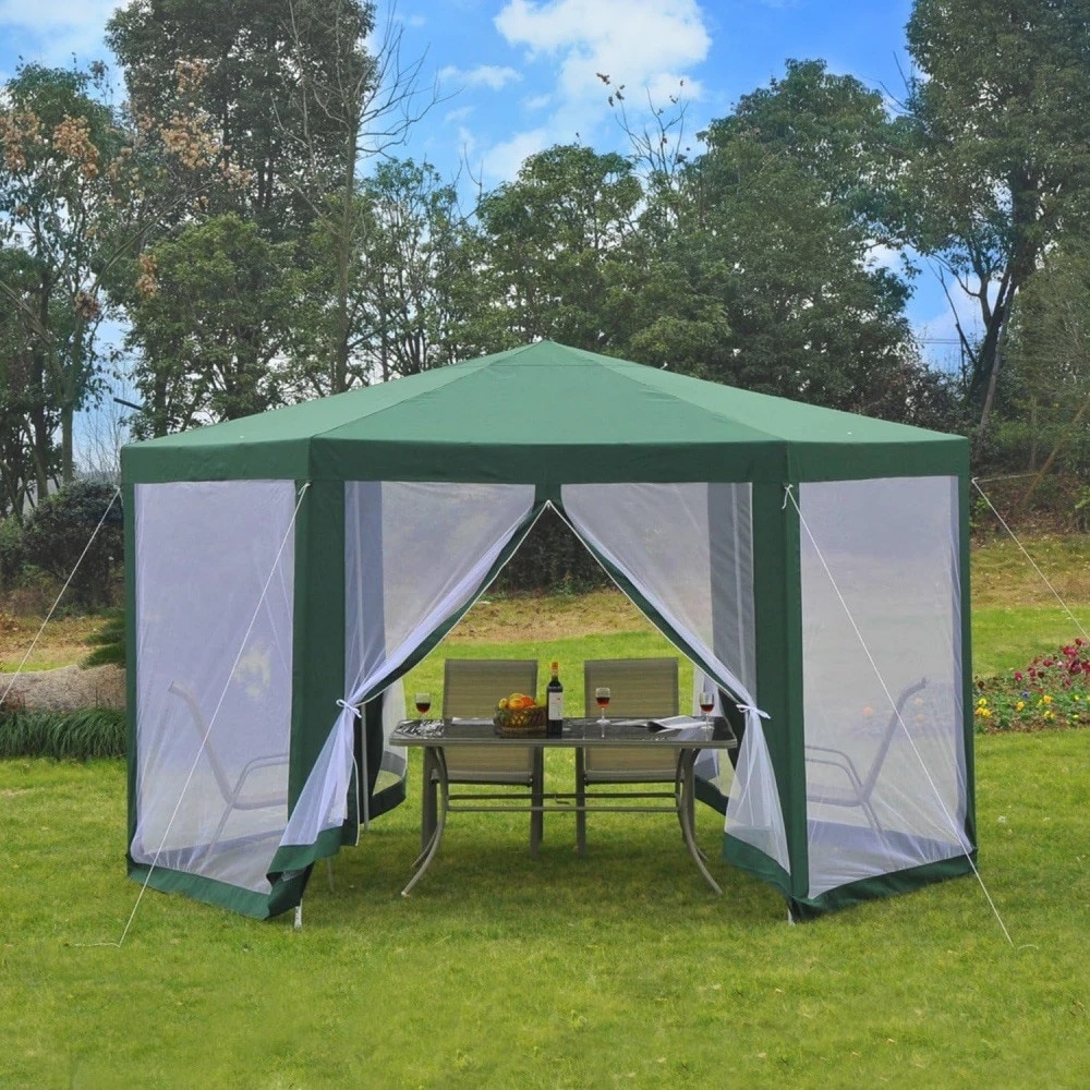 Cort Evenimente TOP CORTURI® Pavilion Gradina Hexagonal Cu Plasa Anti ...