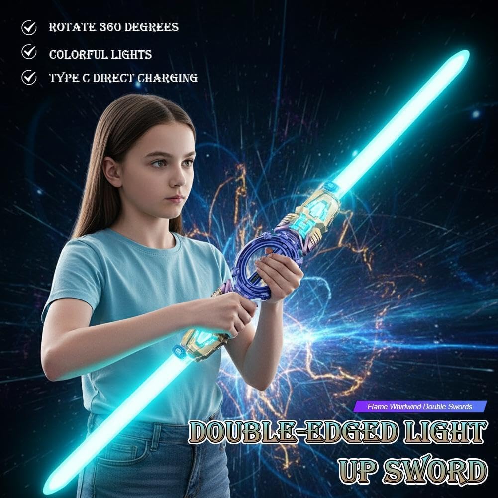 Sabie laser LED rotativa la 360°, sabie retractabila de culoare ...