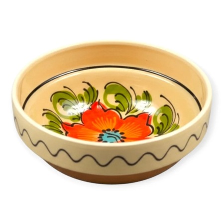 Bol traditional din ceramica pentru supa si servire, 16 cm, pictat ...