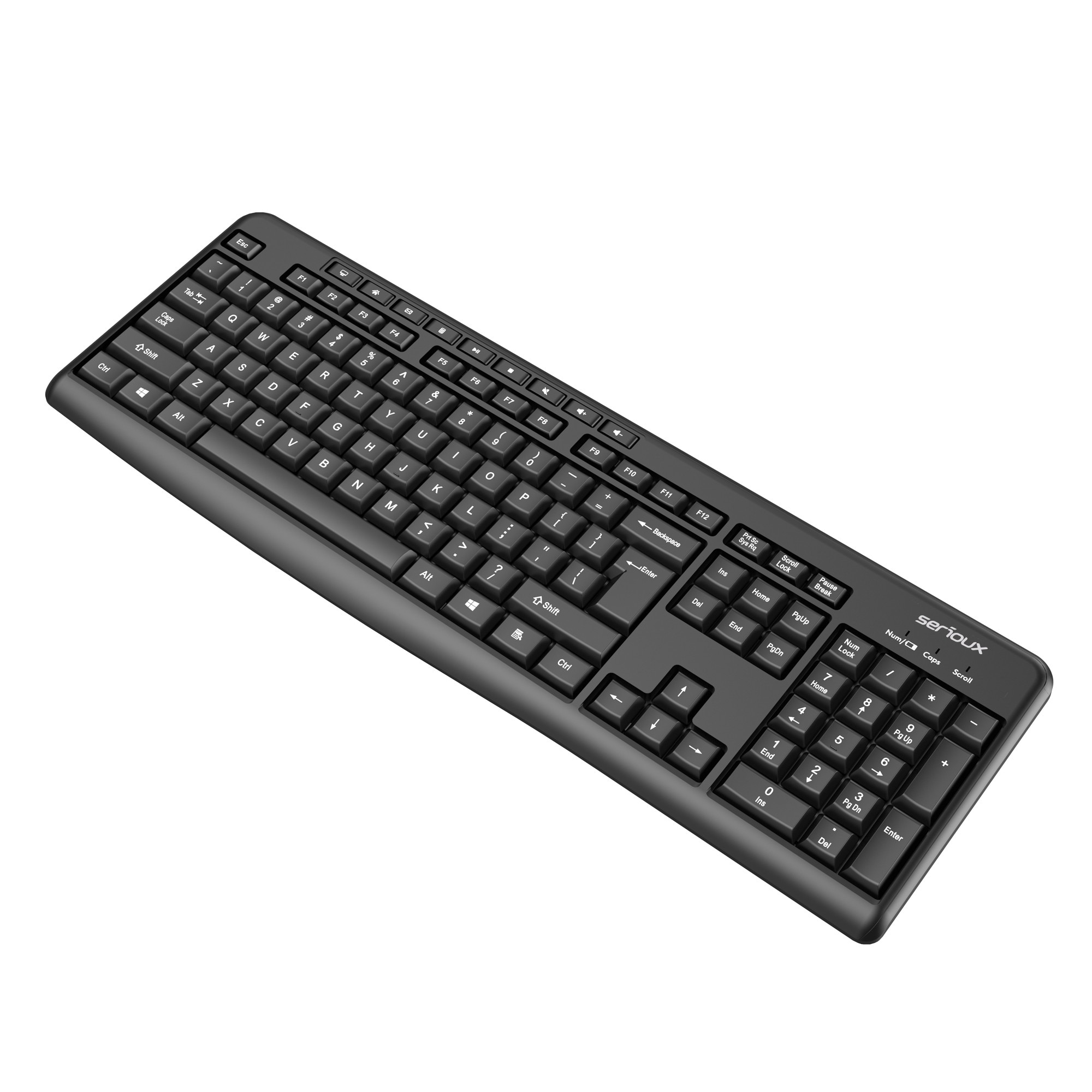 Tastatura wireless Serioux, 104 taste + 9 taste rapide, ABS, switch ...