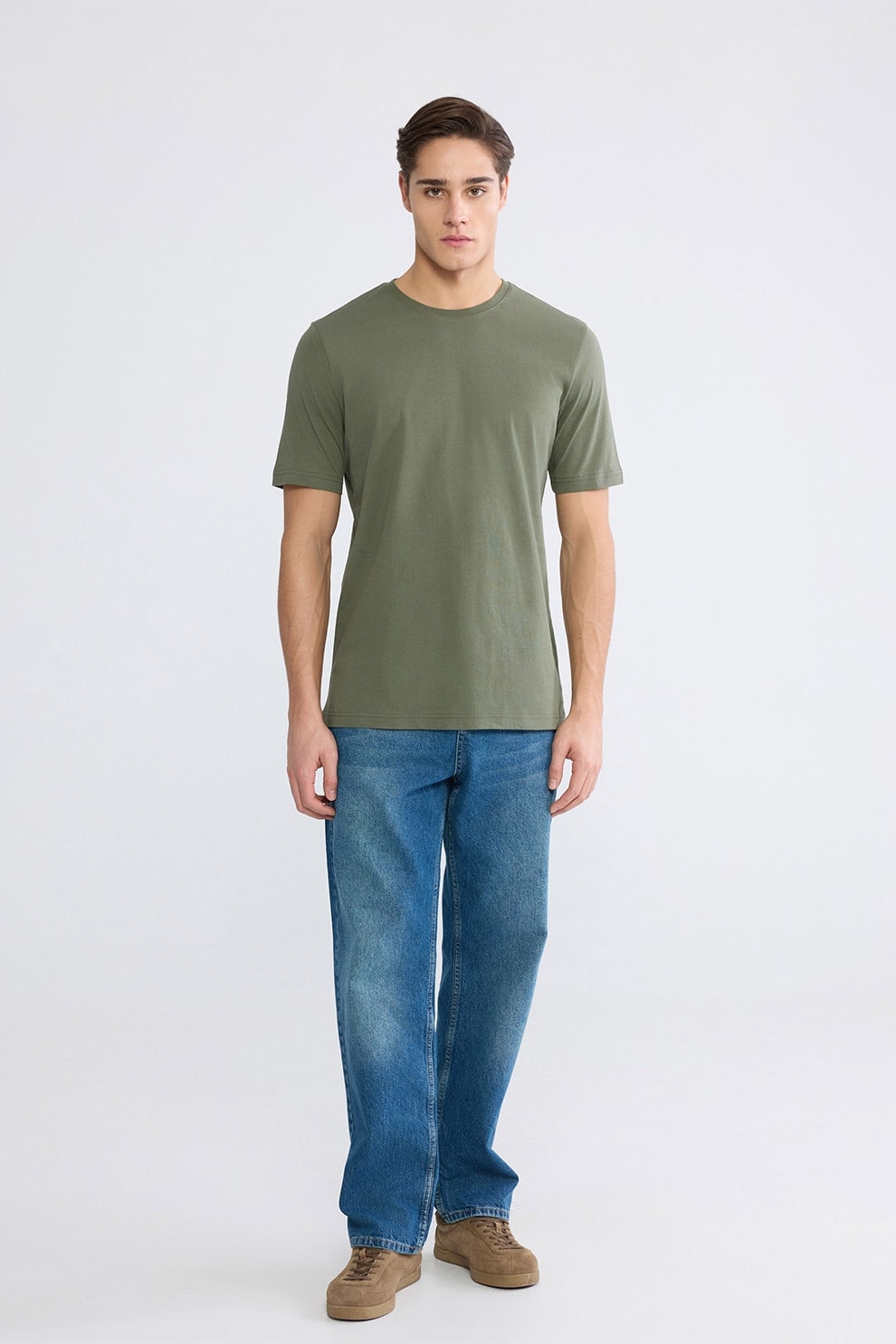 LC WAIKIKI, Tricou regular fit din bumbac, Kaki inchis, XL - eMAG.ro