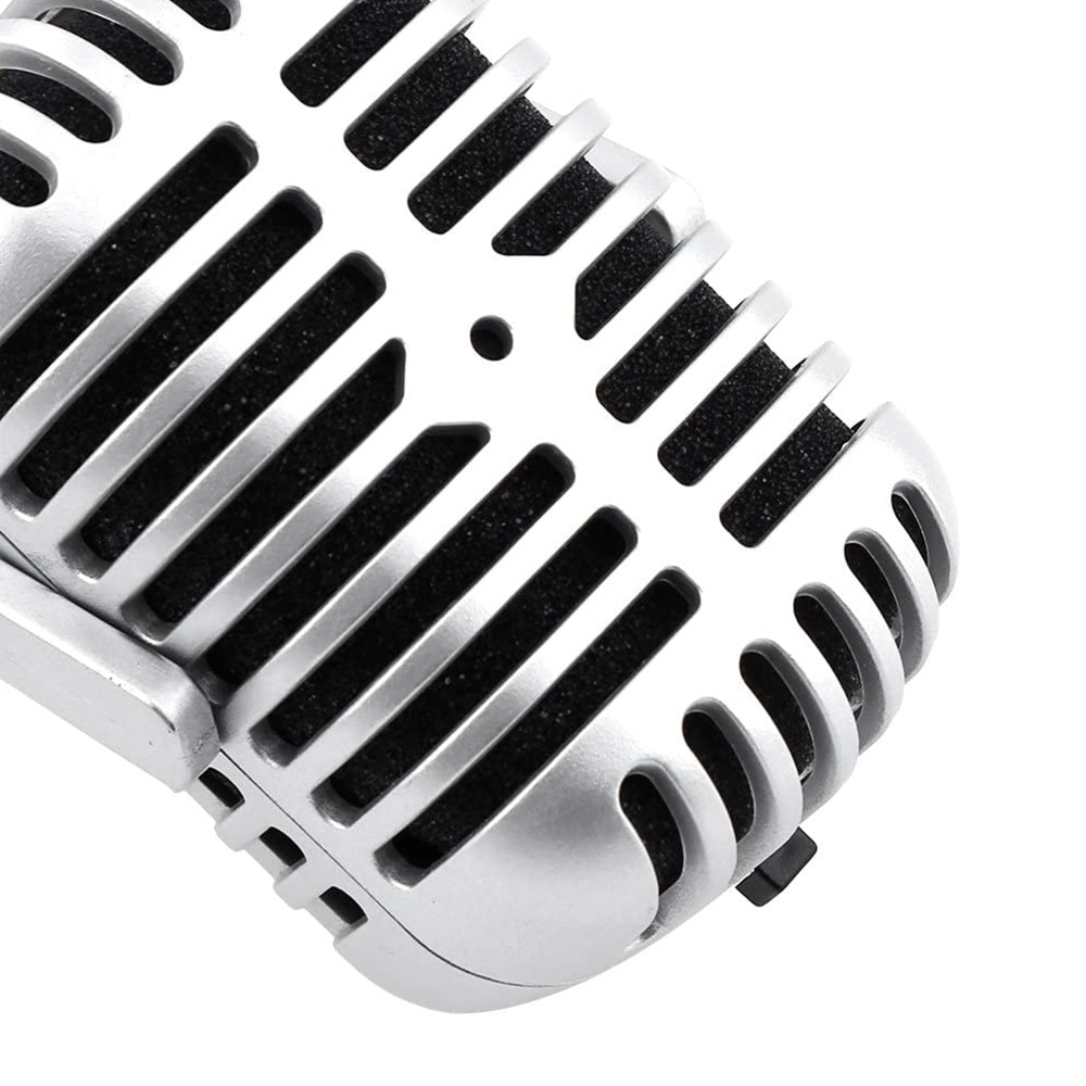 Microfon de birou clasic, 3.5mm, plastic, argintiu, 15cm, cablu 2.2m ...