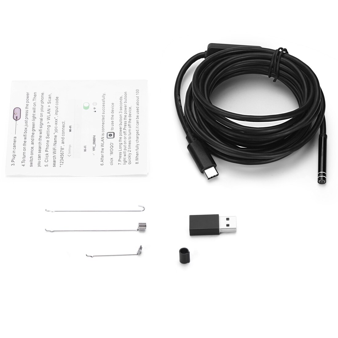 Camera endoscopica USB-C, 3m, 8mm, impermeabila, 8 LED, set - eMAG.ro