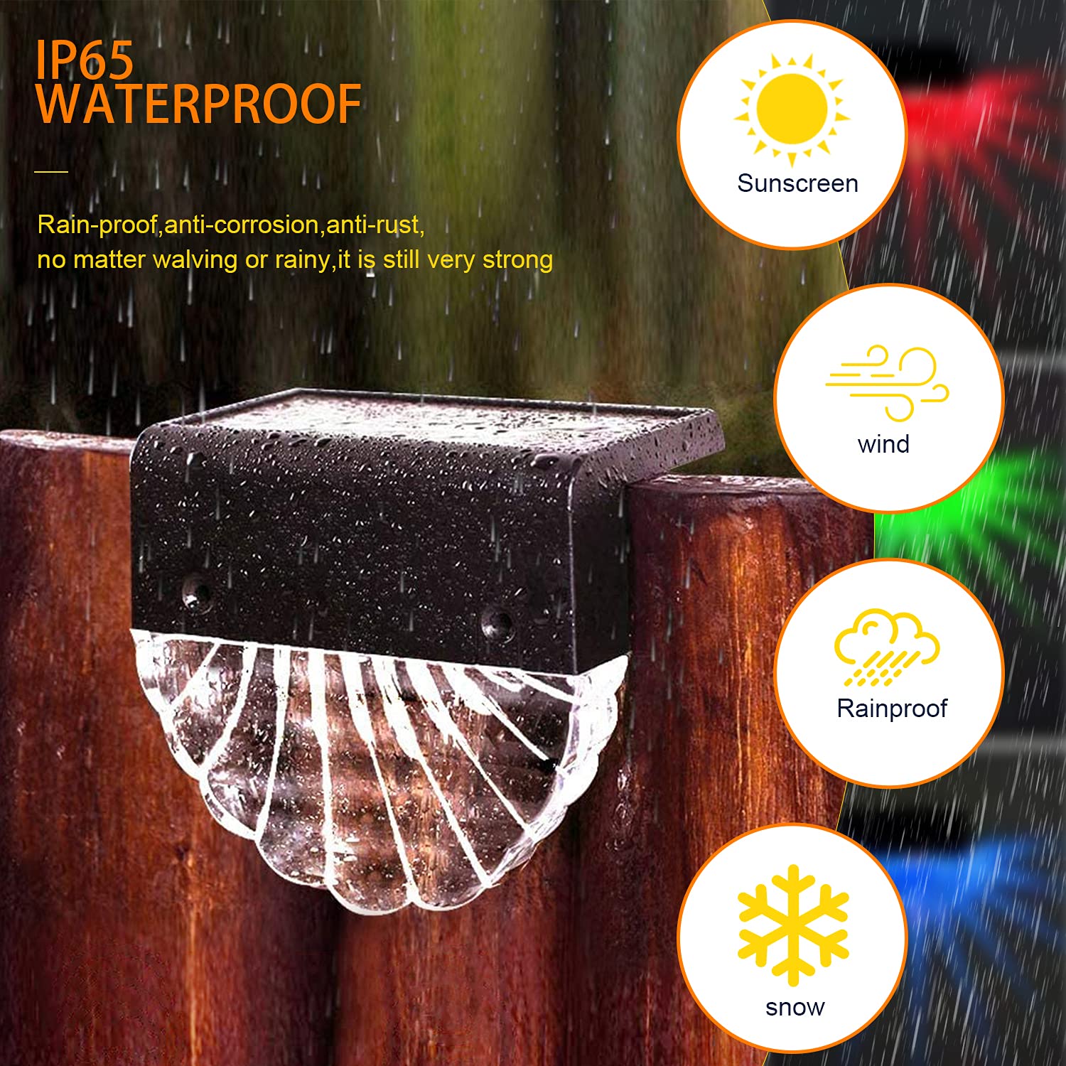 Lampi solare de exterior, set 4 buc, lumina calda alba + RGB, design ...