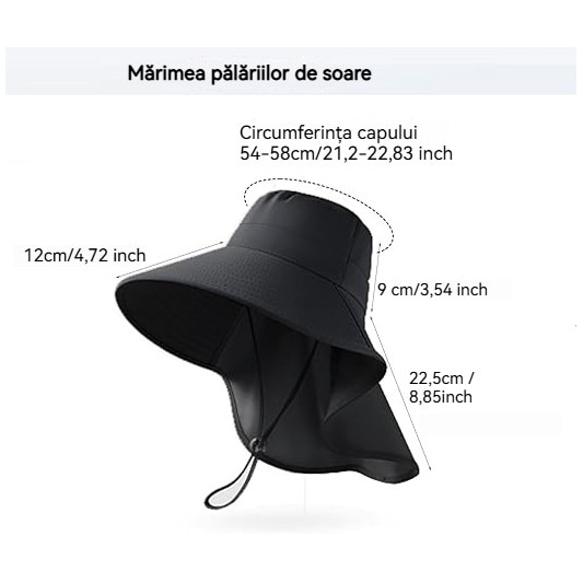 Palarie de soare, YSBER®, Protectie UV, Circumferinta capului 54–58 cm ...