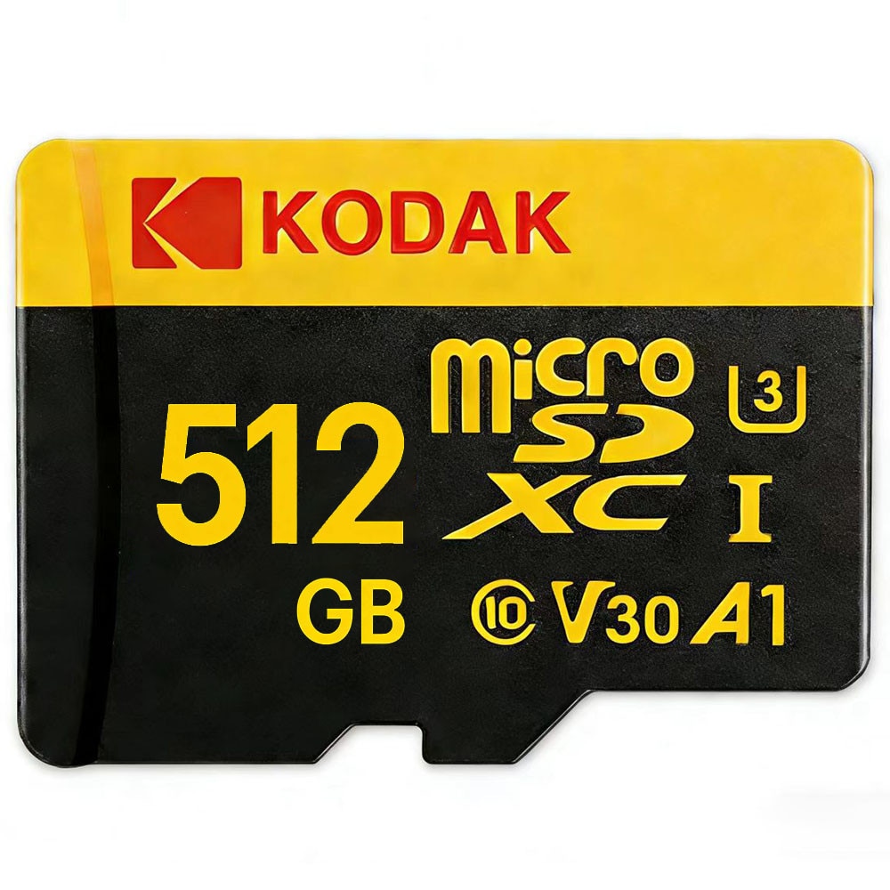 Card de memorie MicroSDXC Kodak 512GB, V30, A1, 100MB/s, cu adaptor SD ...