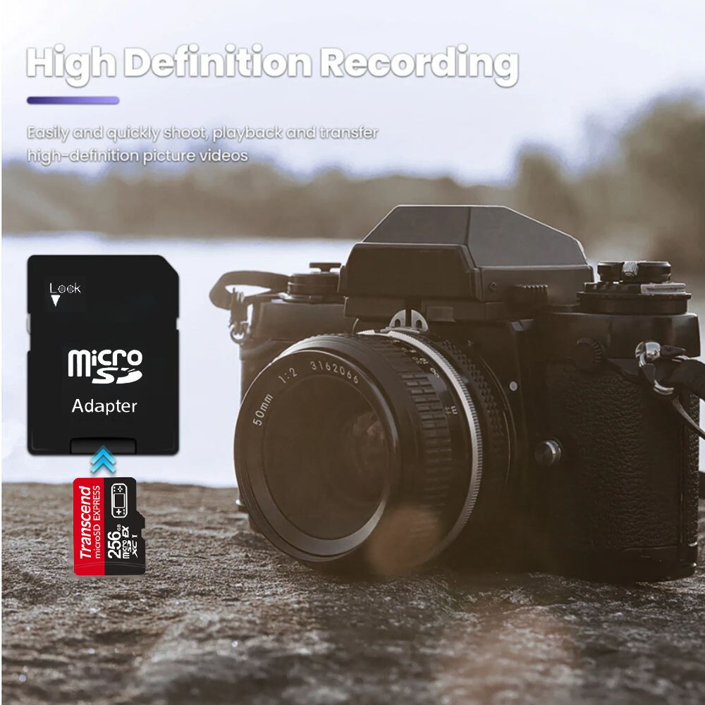 Card de memorie MicroSDXC Transcend 256GB, 100MB/s, cu adaptor SD ...