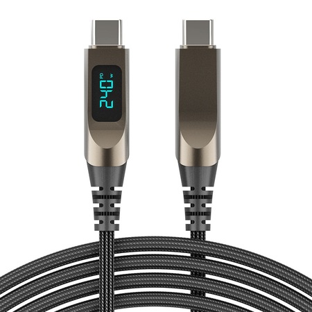 Cablu de date Type-C la Type-C cu afisaj digital, 240W, 1.2m, negru ...