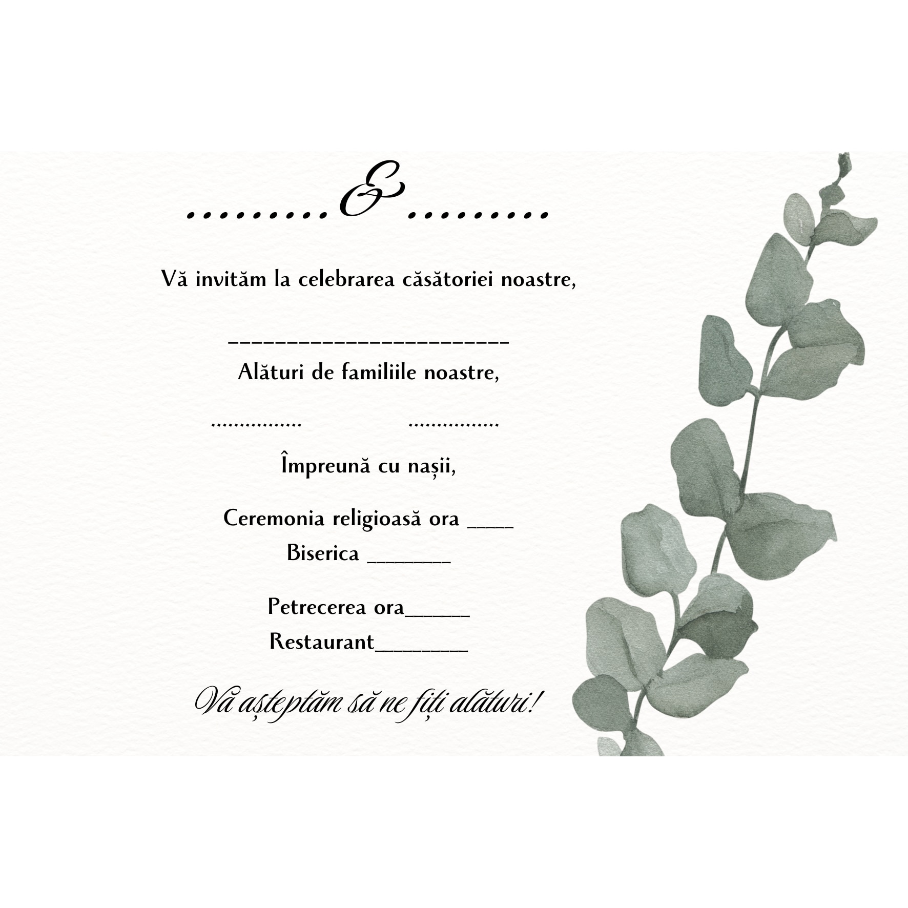 Set 10 Invitatii nunta 10x15 cm cu plic, Model 50 - eMAG.ro