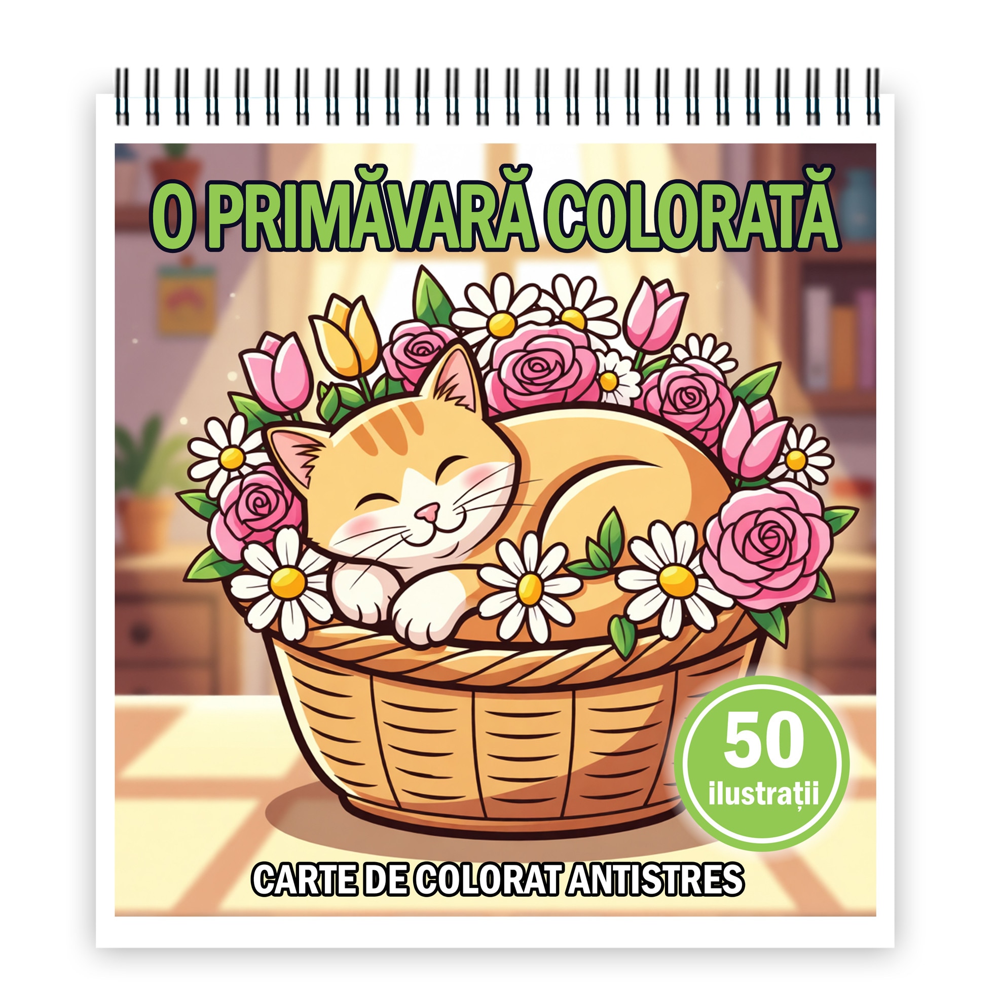 Carte de colorat, 50 de ilustratii O primavara colorata, 106 pagini ...