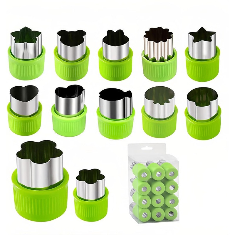 Set 12 forme prajituri din inox, forme pentru taiat legume, modele ...
