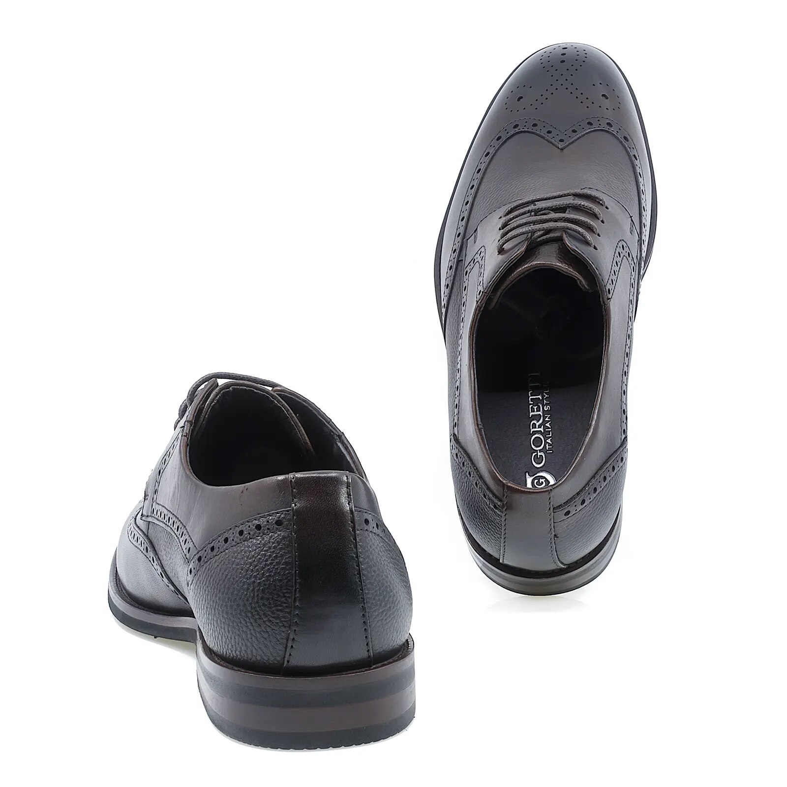 Pantofi barbati eleganti, Goretti, piele naturala, maro, 45 - eMAG.ro