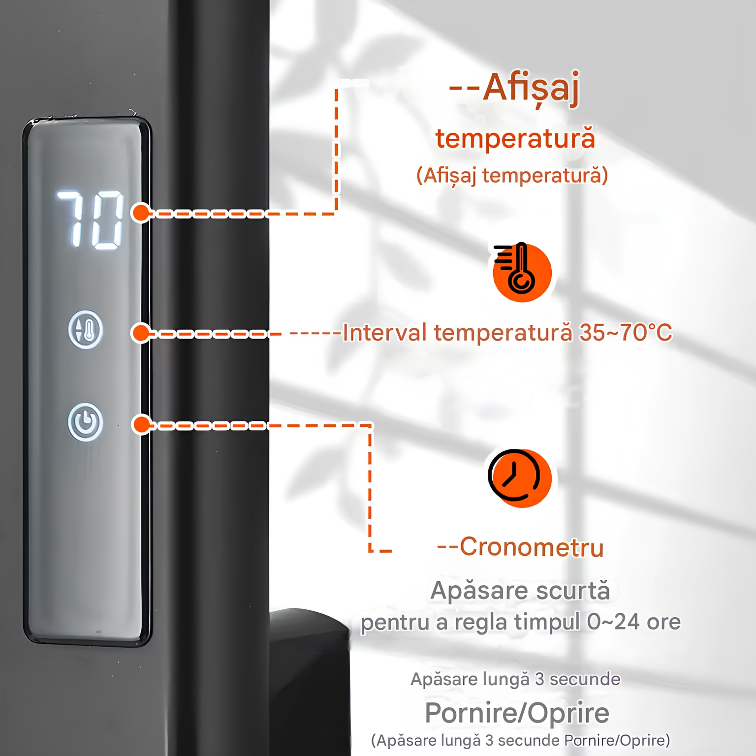 Radiator / Calorifer prosop baie electric cu termostat 70W, tip port ...