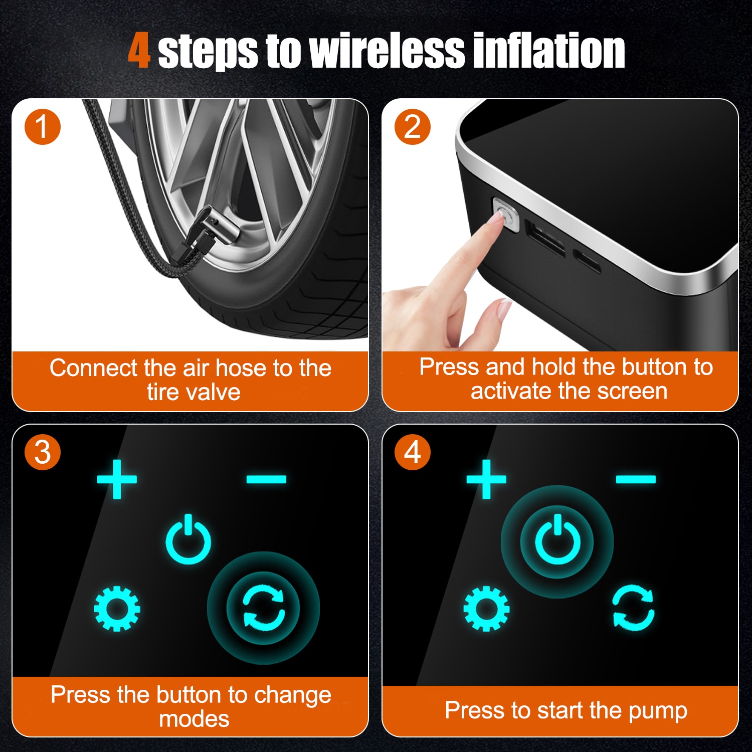 Compresor auto touch screen, GOXAWEE, G5329, 150psi, lumina LED, 20l ...