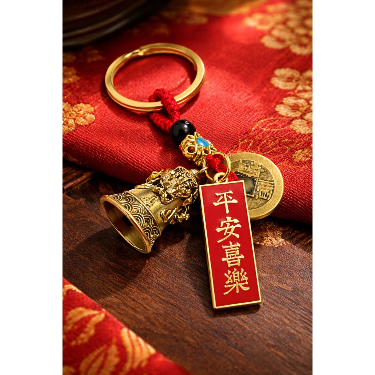 Breloc Feng Shui Amuleta Noroc si Protectie, Clopotel cu Dragon, Moneda ...