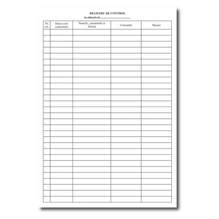 Registru de control, Format A4, Registru tipizat firme paza - eMAG.ro