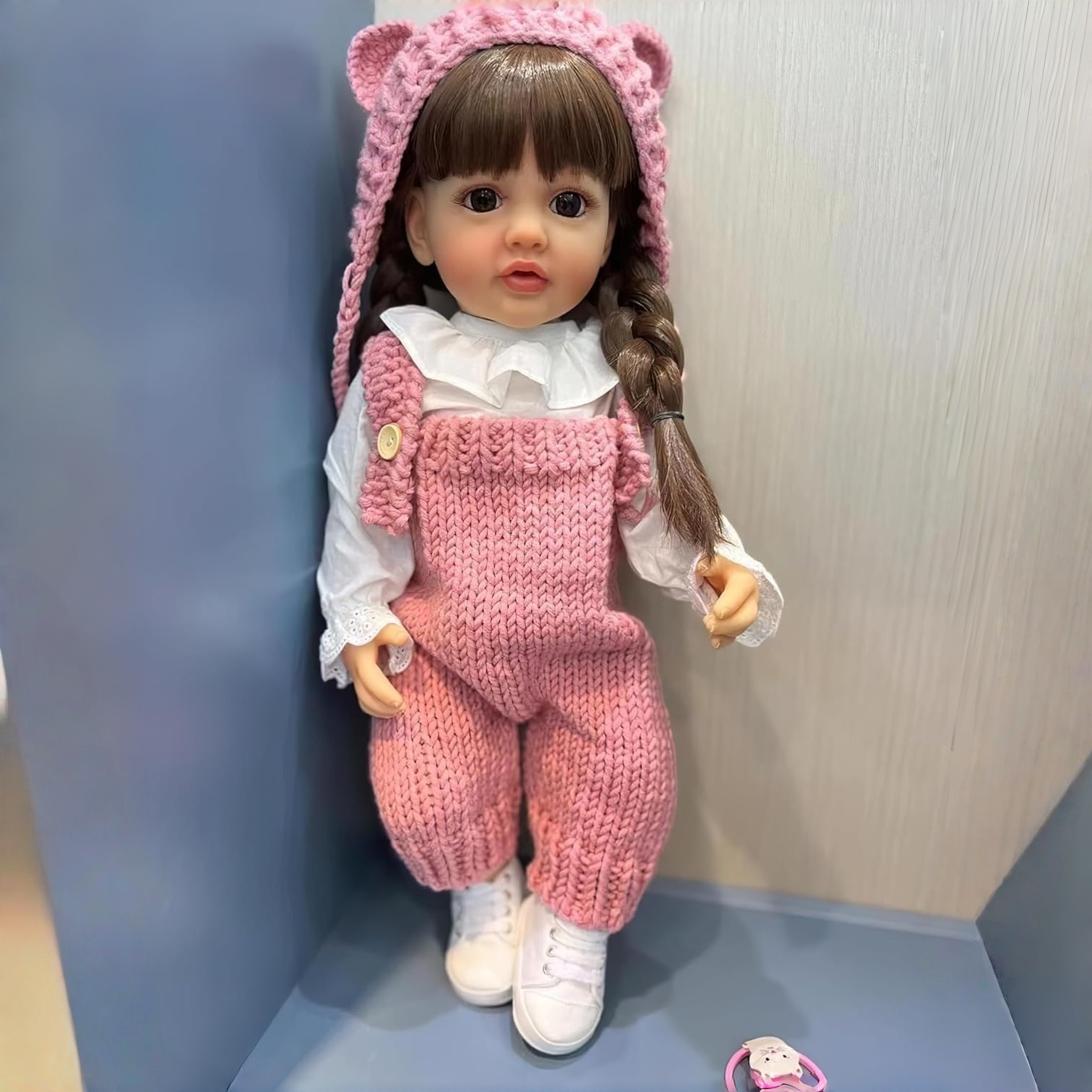 Papusa bebelus fete, 55cm, silicon corp complet, care arata real ...