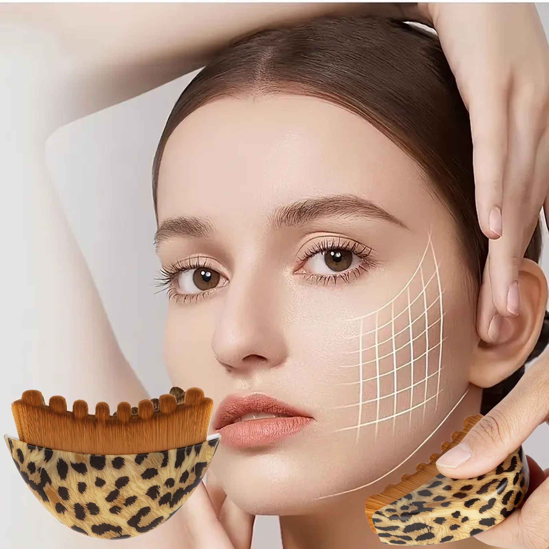 Set 2 Pensule machiaj si masaj facial, Perie drenaj limfatic fata si ...