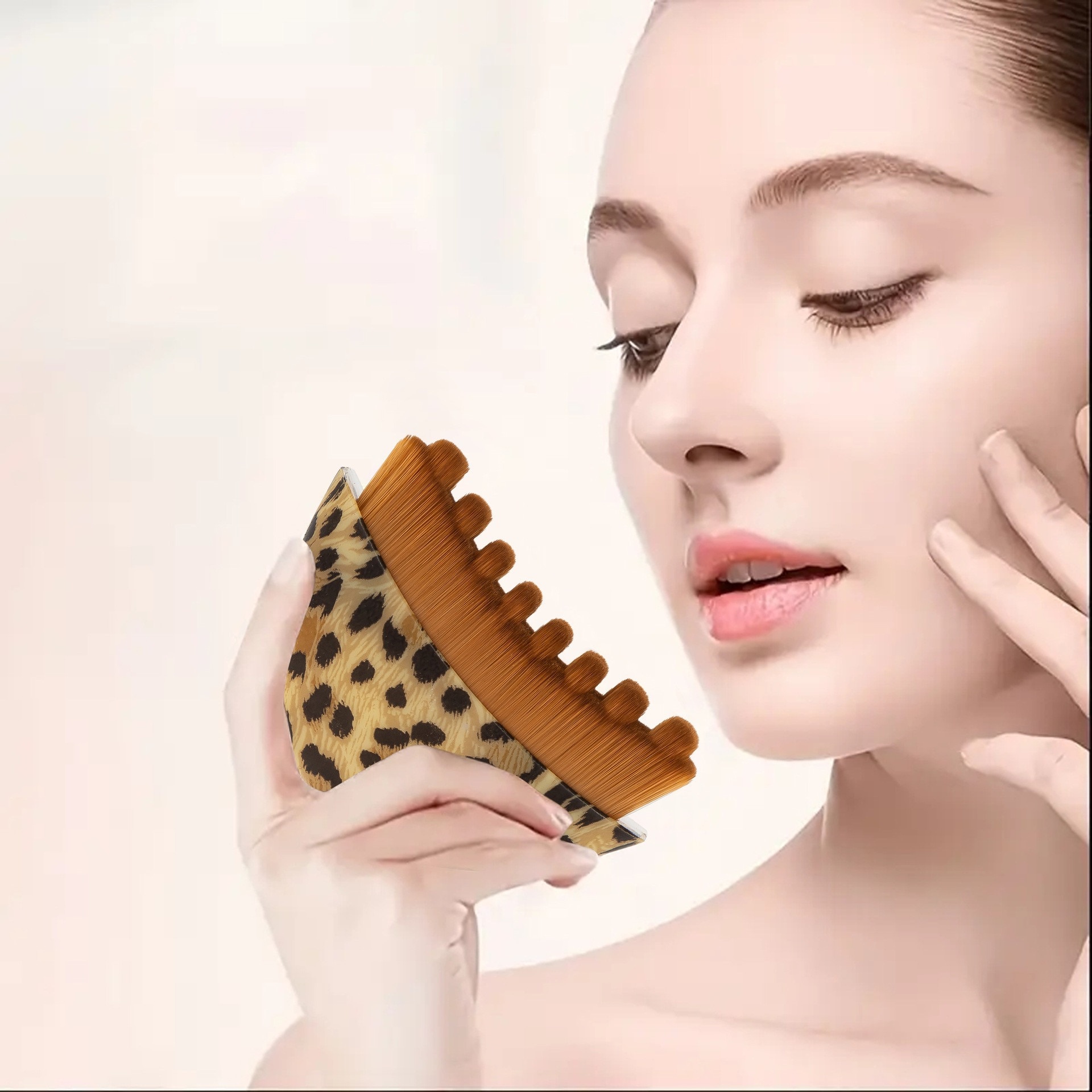Set 2 Pensule machiaj si masaj facial, Perie drenaj limfatic fata si ...