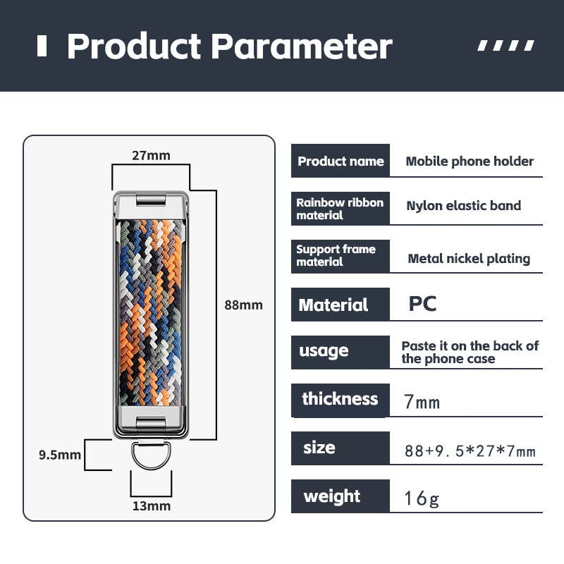 Suport de telefon, pliabil si adeziv, fabricat din denim curcubeu, usor ...