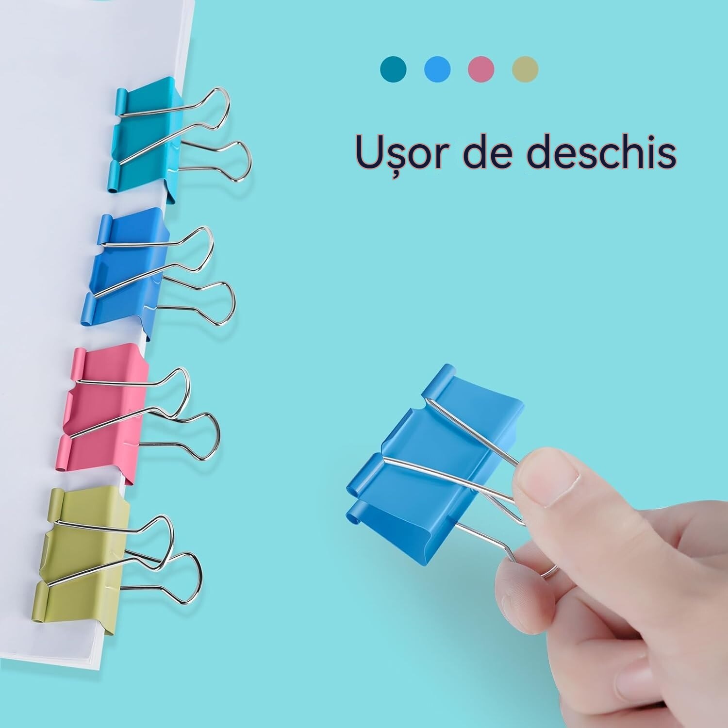 Set 24 clipsuri medii Kengege, 32mm, colorate, pentru birou - eMAG.ro