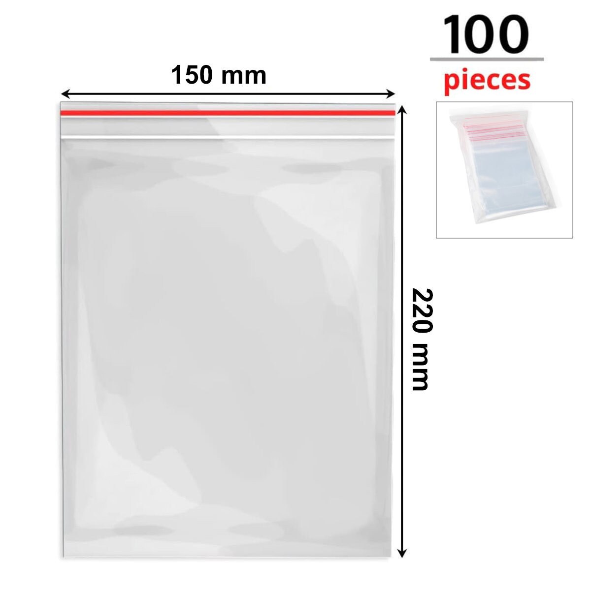 Set 100 Pungi cu Inchidere Zip, 150x220mm, Polietilena, Transparent ...