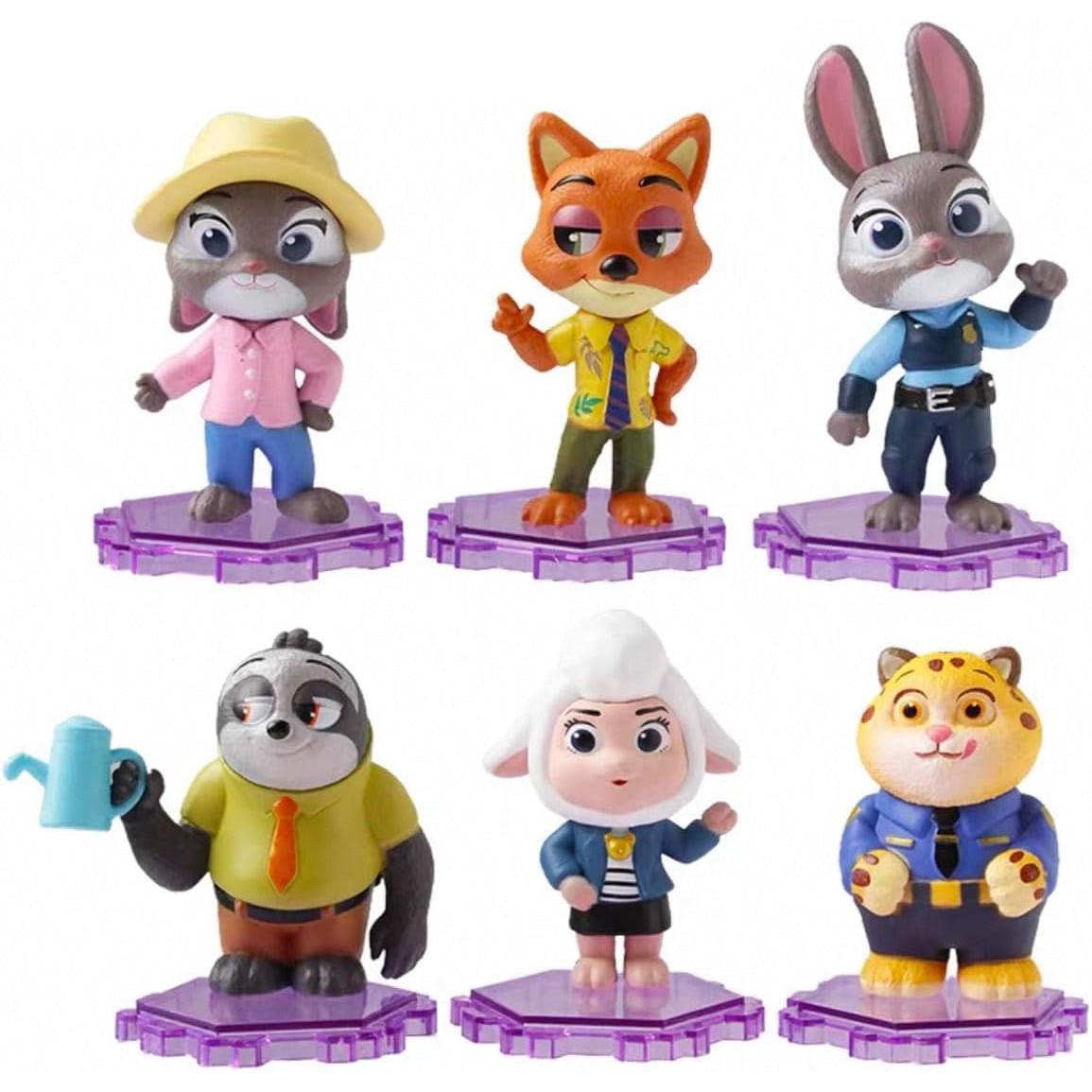 Set figurine Zootopia, 6 piese, Judy Hopps, Nick Wilde, Flash, Mayor ...