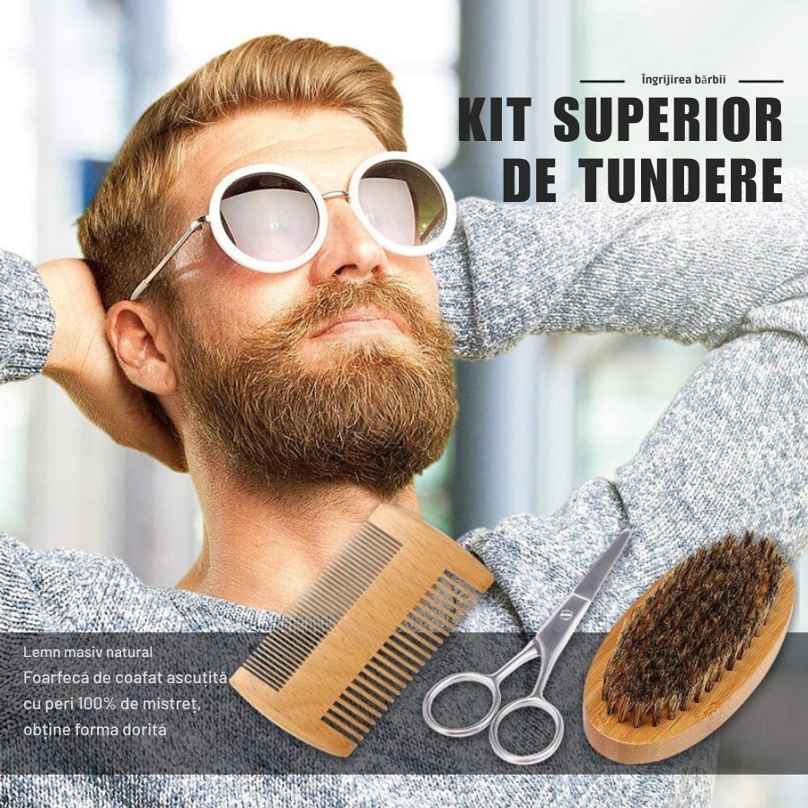 Set ingrijire barba Valoria, 9 piese, Set barbati pentru barba si ...