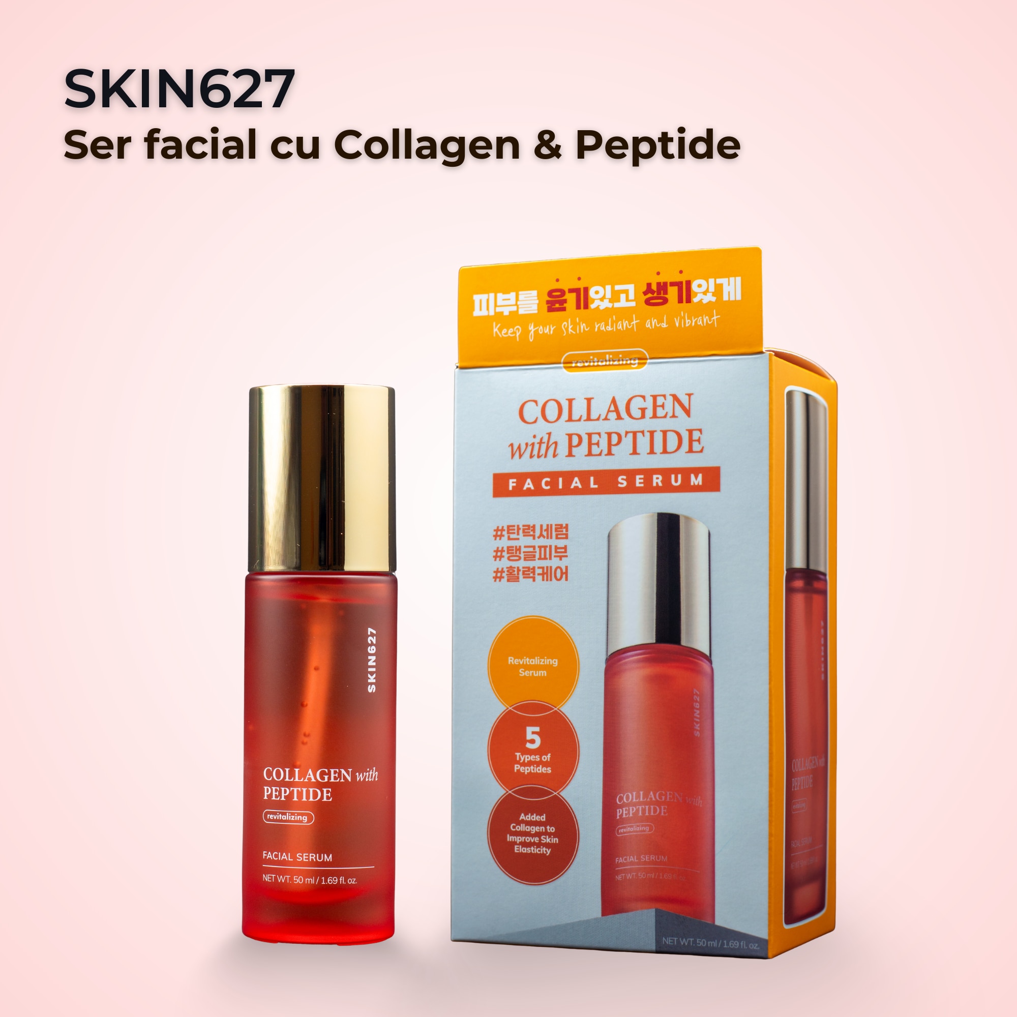 Ser facial Koreana SKIN627 cu Colagen si Peptide, 50 ml, regenerare si ...