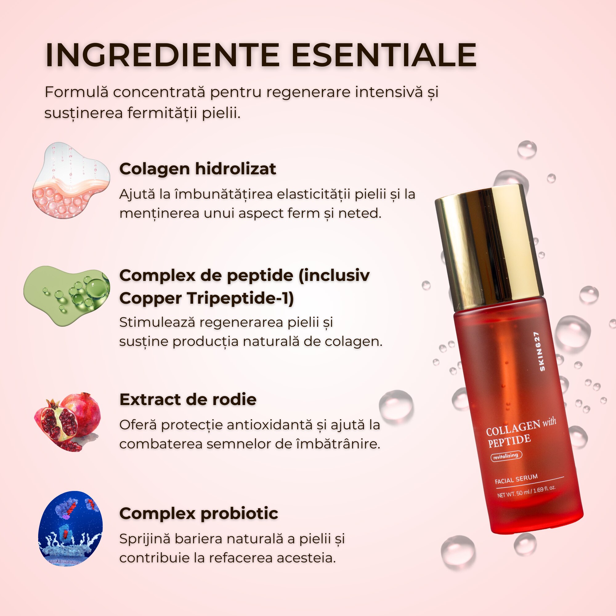 Ser facial Koreana SKIN627 cu Colagen si Peptide, 50 ml, regenerare si ...