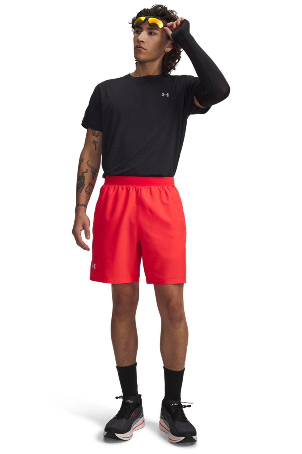 Under Armour, Pantaloni scurti pentru alergare Launch 7'', Negru, Rosu ...