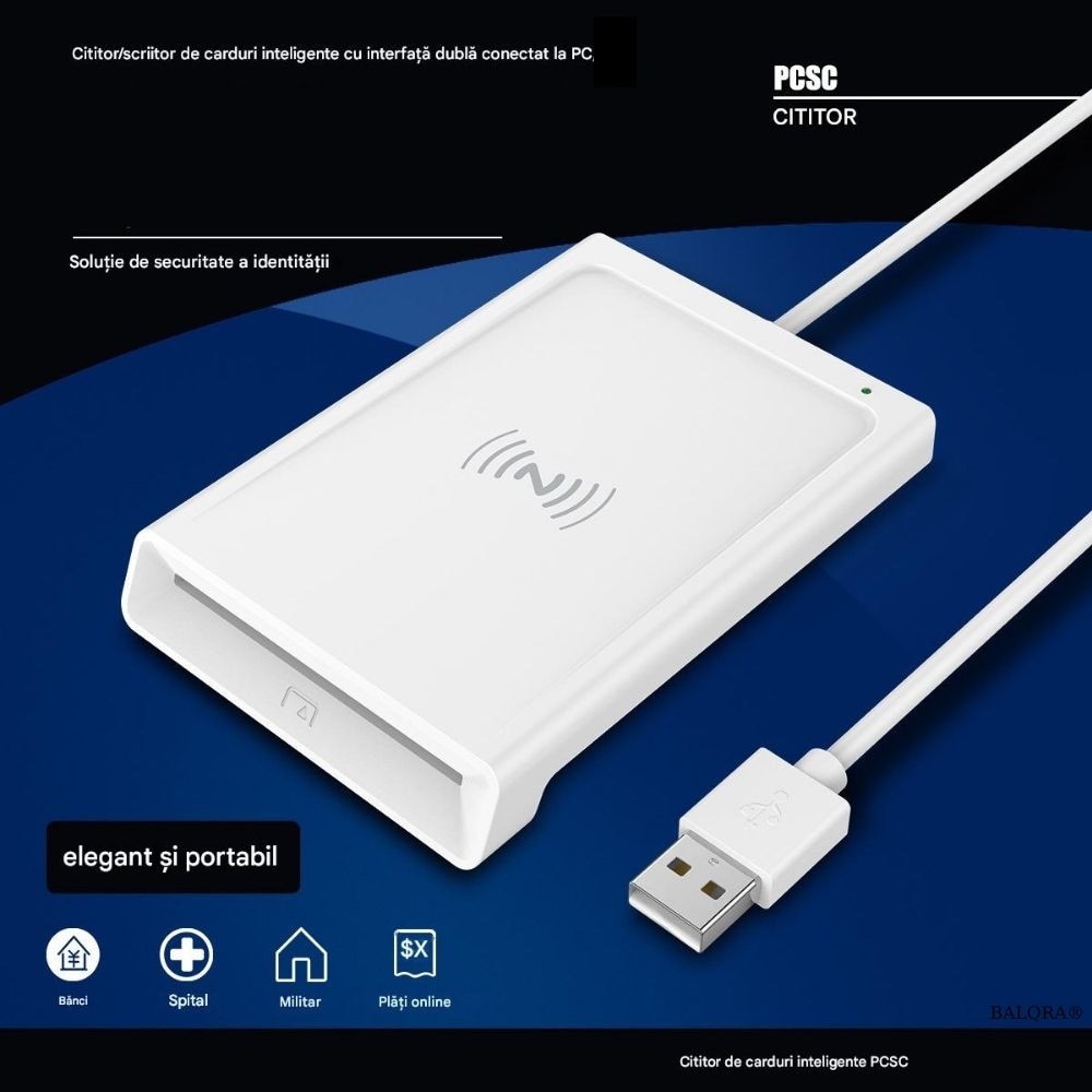 Cititor Smart cu NFC pentru Buletin Electronic, Card Bancar, Card de ...