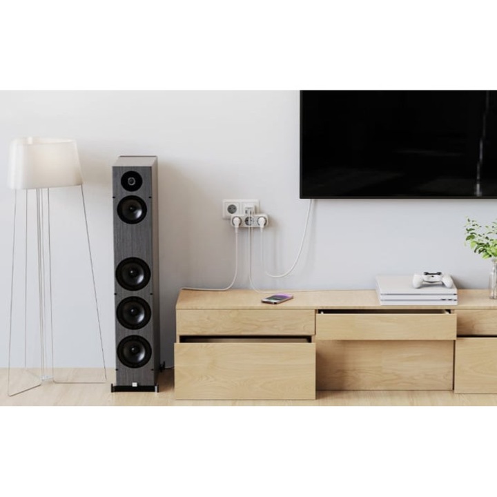 Priza Multipla Tessan TS-323-C, 3 prize F-Schuko, 1 x USB-C, 2 x USB-A ...