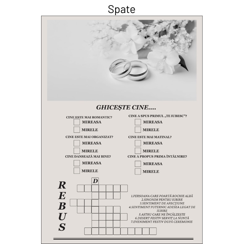Ziar nunta personalizat, A3, pliat A4, design elegant - eMAG.ro