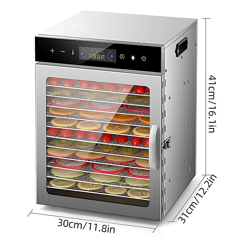 Deshidrator de alimente, 12 niveluri, 800W, temperatura ajustabila ...
