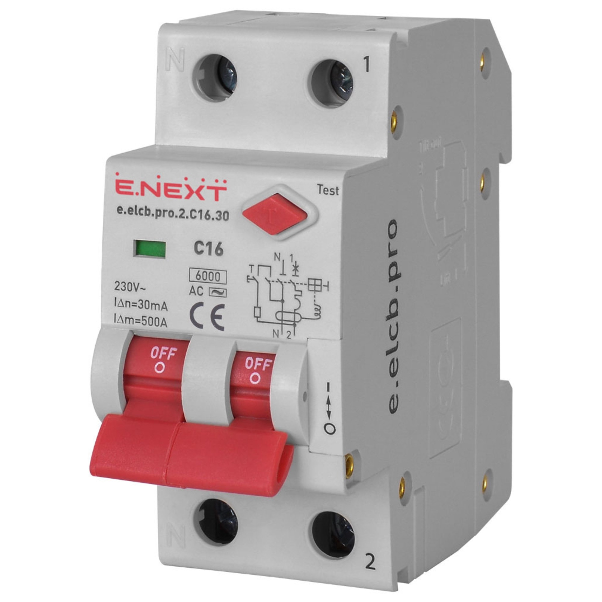 Siguranta electrica, E.NEXT, intrerupator diferential 2P, 16A, 30mA ...