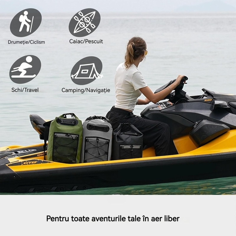 Geanta impermeabila pentru caiac, YSBER, 30L, negru, bretele duble ...