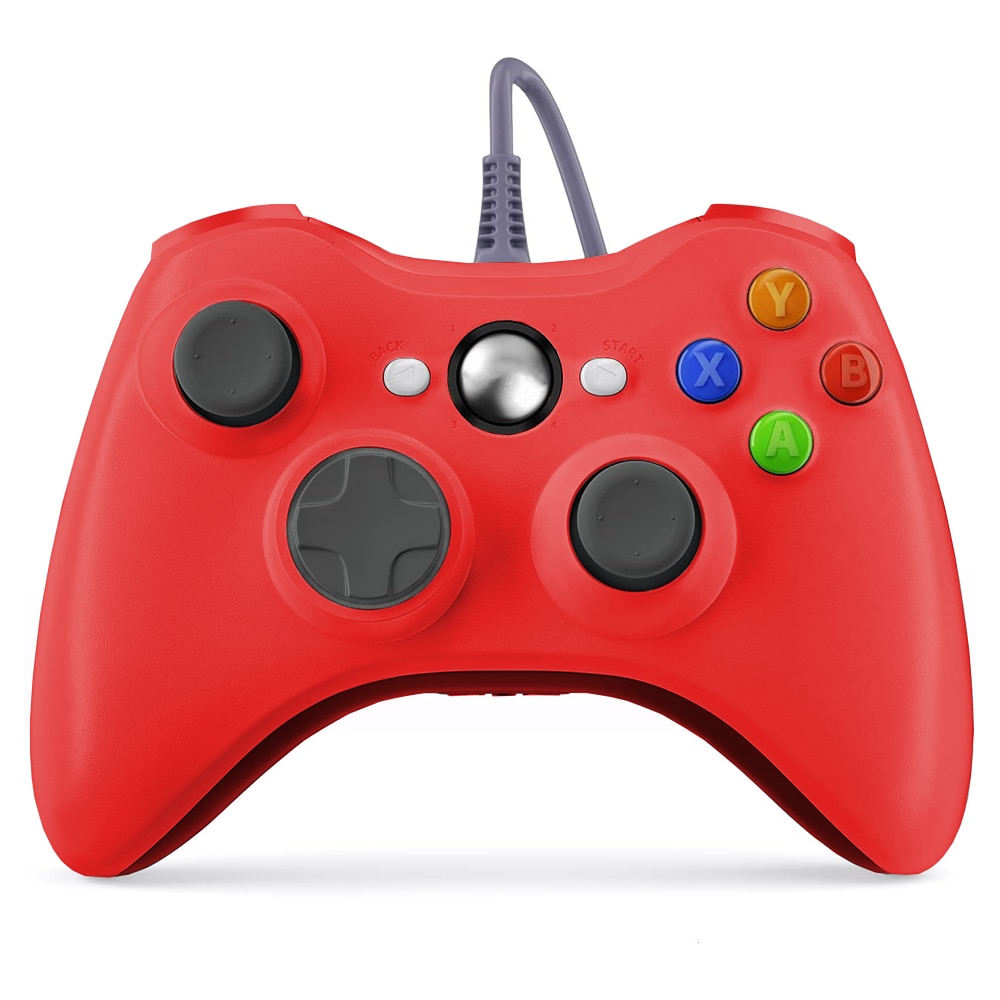 Controller de Joc cu Fir Teno, cablu 2.5m, vibrații duble, roșu - eMAG.ro