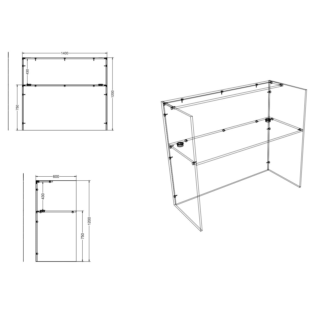 Birou recepție Marcoshop Clara 140 cm, alb mat, PAL 18 mm, sistem ...