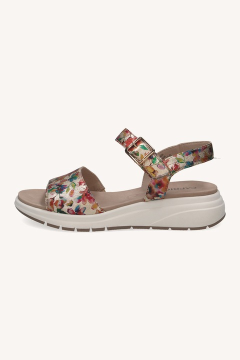 Caprice, Sandale wedge din piele cu catarama, Multicolor, 41 - eMAG.ro