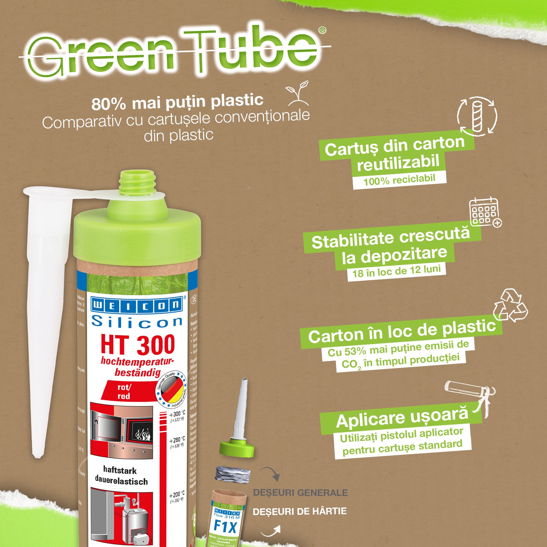 Weicon, HT 300, silicon si etansant special, rezistent la temperaturi ...