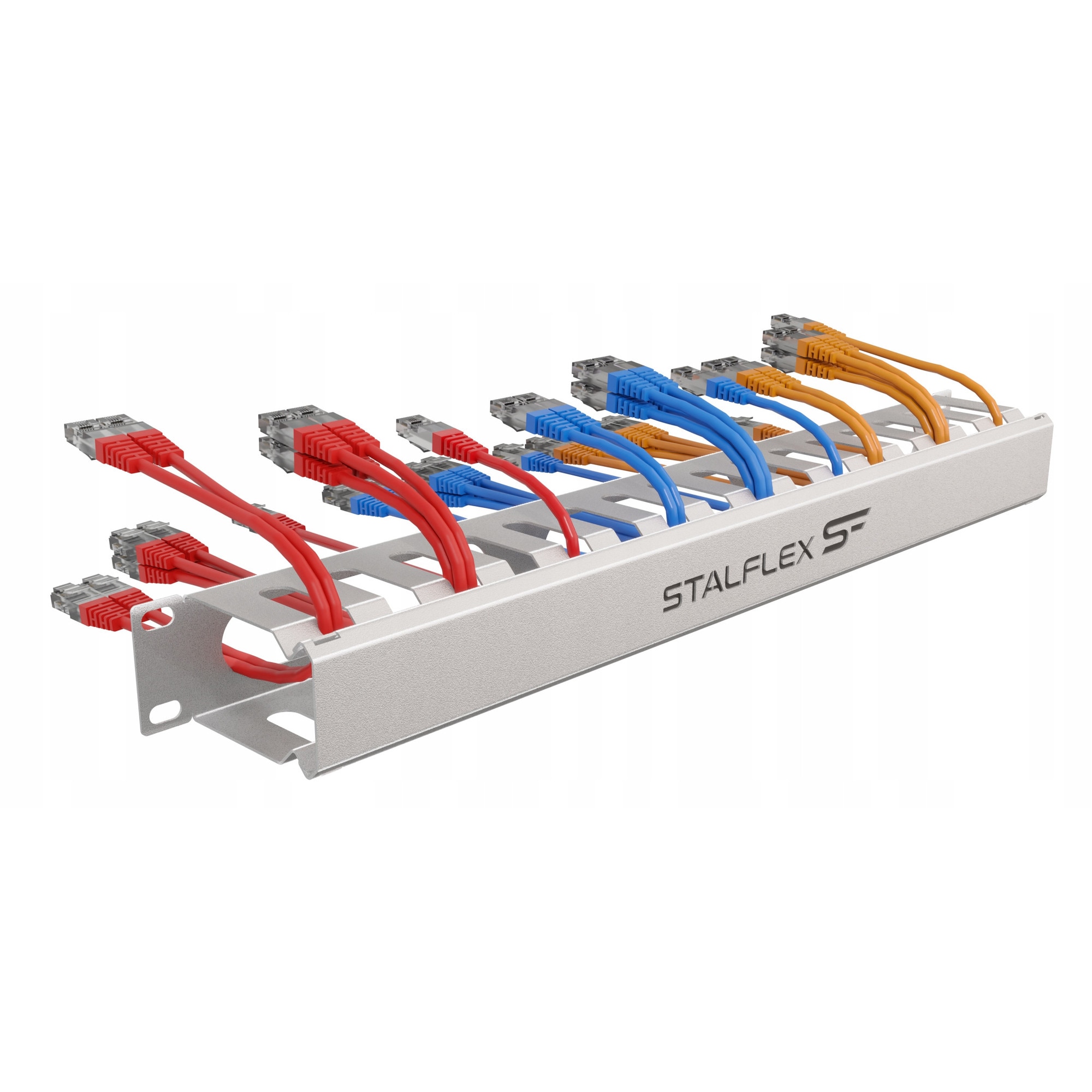 Organizator de cabluri RACK pentru rack 19'' 1U, suport metalic, gri ...