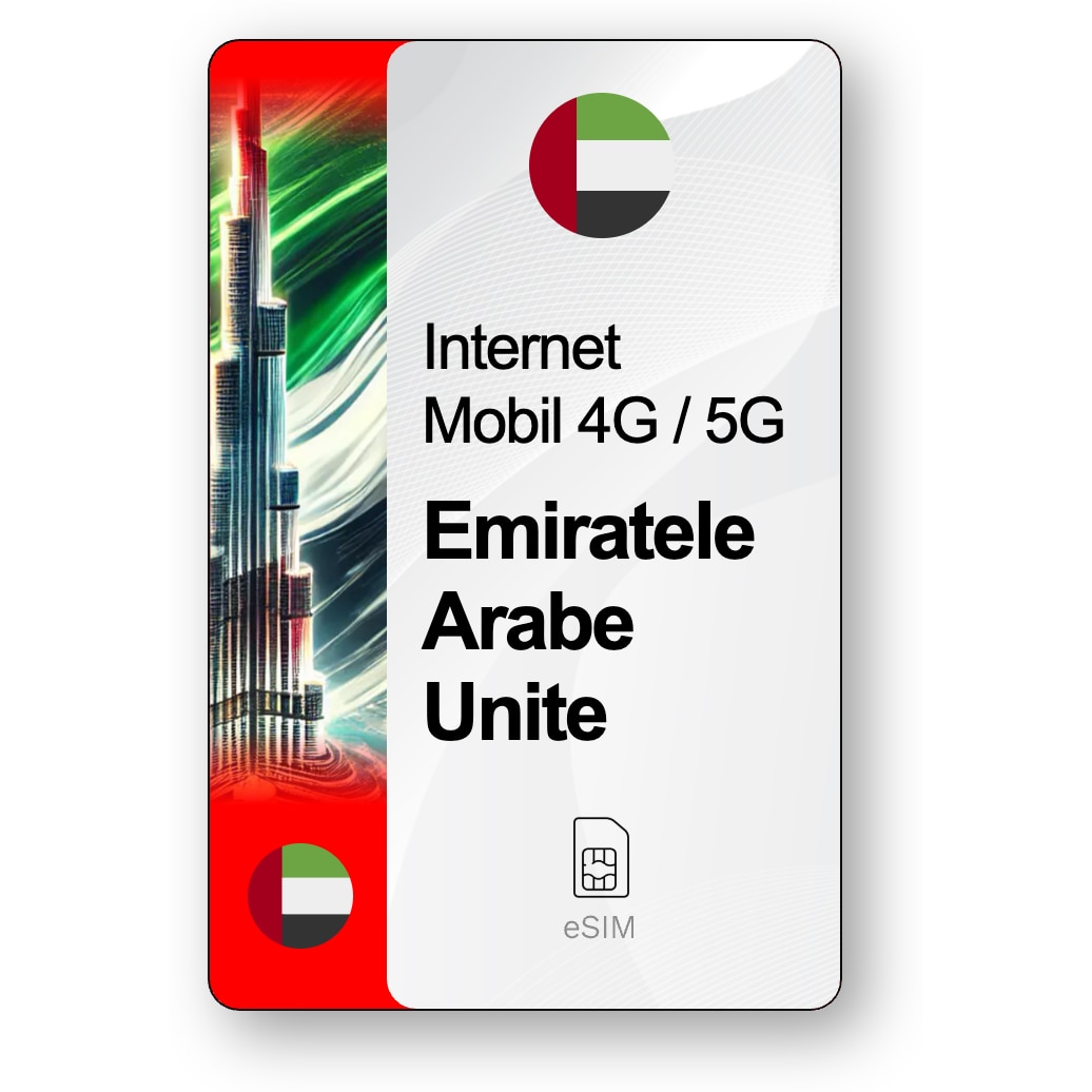 ESIM Internet Emiratele Arabe Unite, valabil 7 zile, trafic 5 GB - eMAG.ro