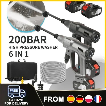Pistol de spalare auto fara fir de inalta presiune, 200 bar, duze 6 in ...