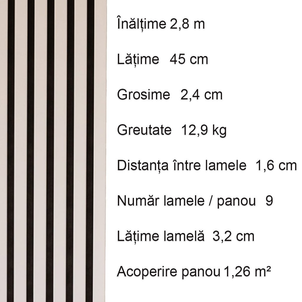 Panou Riflaj Decorativ MDF, Model Alb 2800 x 450 mm - eMAG.ro