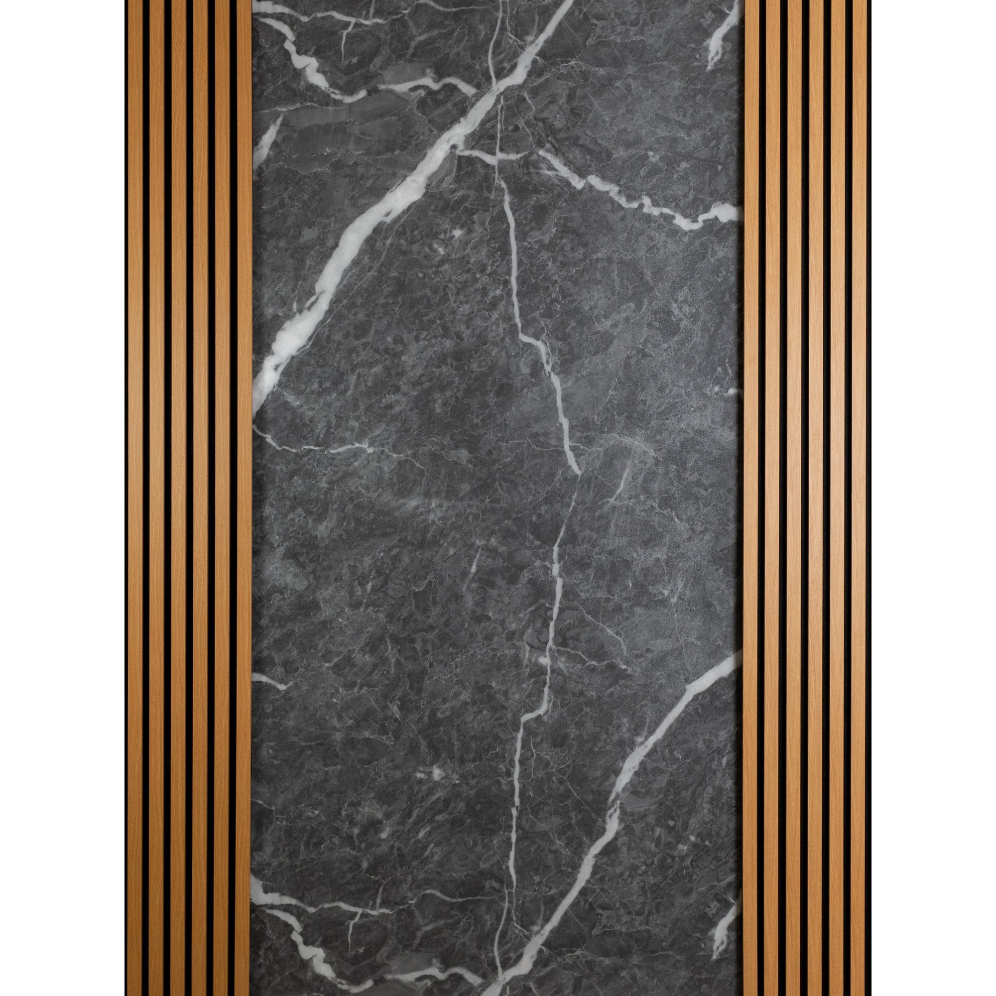Placa PVC model Marmura mata gri inchis cu insertii de gri-deschis-alb ...